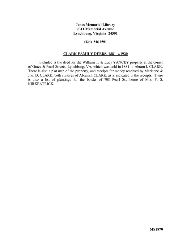 Jones Memorial Library Finding Aids · Jones Memorial Library Digital ...