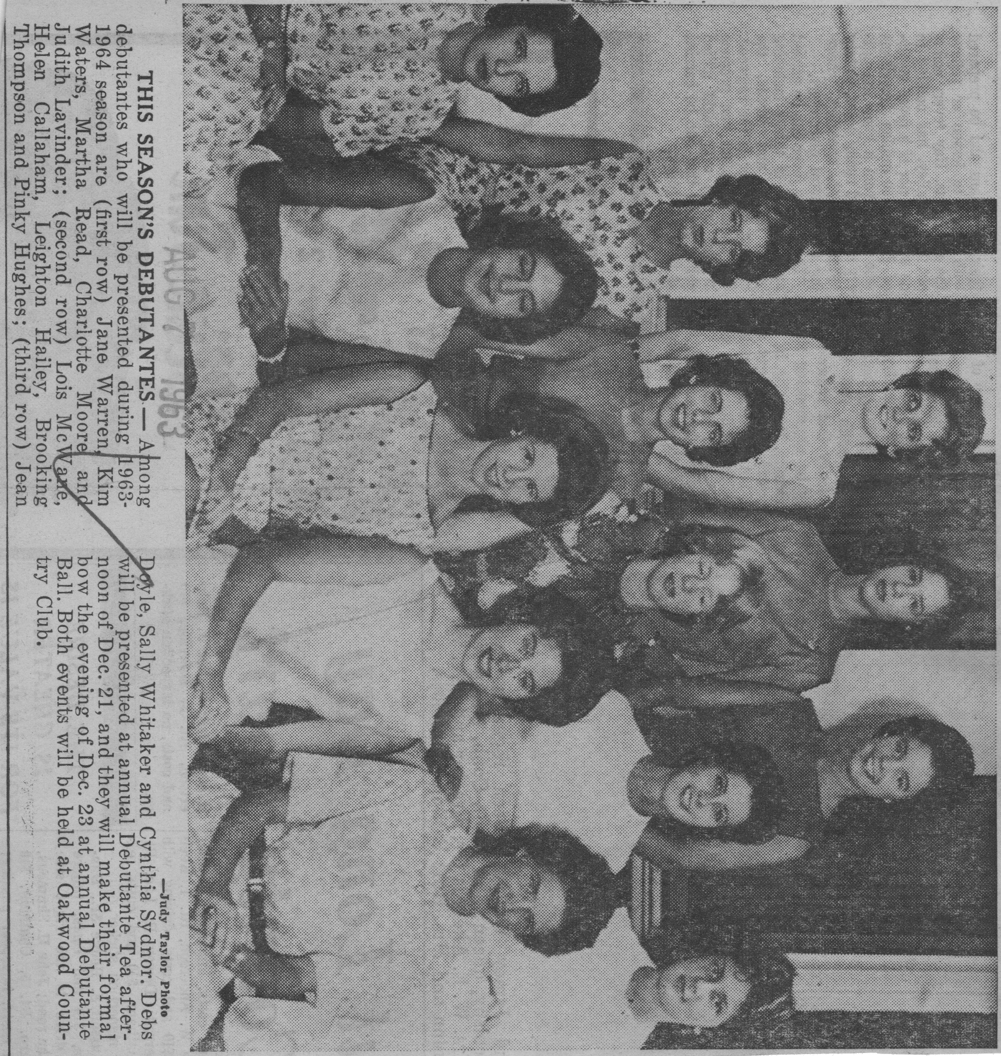 1963-64 Debutantes featured; August 7, 1963 · Jones Memorial Library ...